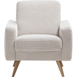 exxpo - sofa fashion Sessel &raquo;Samso, Loungesessel&laquo; elegant und bequem, aktueller Cord Bezug beige 100% PES Cord POSO, B/H/T: 82cm x 87cm x 80cm