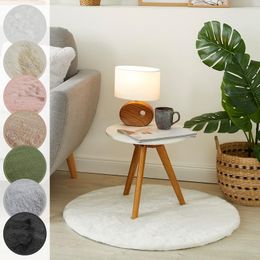 LUXOR living Fellteppich &raquo;Novara&laquo; rund 30 mm H&ouml;he Kunstfell, Kaninchenfell-Haptik, besonders weicher Hochflor wei&szlig; Kunstfaser &Oslash; 120cm 1 Stk., 30mm, &Oslash; 
