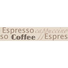 A.S. Cr&eacute;ation Bord&uuml;re &raquo;Only Borders&laquo; Motiv gemustert mit Schrift aufgesch&auml;umt Kaffee Bord&uuml;re Selbstklebend Borte Wohnzimmer Schlafzimmer K&uuml;che Optik braun Papier, 