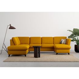 Home Affaire Wohnlandschaft &raquo;Trelleborg U-Form&laquo; optional Schlaffunktion und Bettkasten, inkl. Federkern-Polsterung gelb 100% Polyester B/H/T: 307cm x 