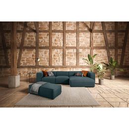 W.Schillig Ecksofa &raquo;around-the-block Mega Sofa, viel Platz und hoher Sitzkomfort, L-Form&laquo; mit eleganter Biese, mit Federkern, Breite 341 cm blau 