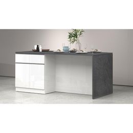 KOCHSTATION K&uuml;cheninsel &raquo;Sole,Kochinsel,K&uuml;chenarbeitsblock,Inselk&uuml;che,Arbeitsinsel&laquo; Breite 200 cm mit 4 T&uuml;ren,4 Schubk&auml;sten, Aluminiumgriff wei&szlig; B/H/T