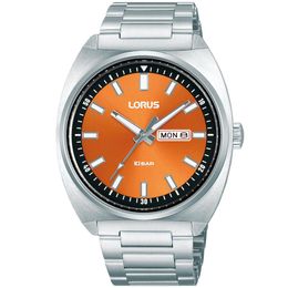 Lorus Herren Lorus Quarzuhr &raquo;Sports&laquo; Armbanduhr, Herrenuhr, Edelstahlarmband, analog, Tag, Wochentag orange Einheitsgr&ouml;&szlig;e