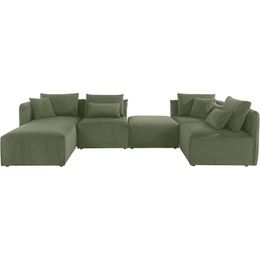OTTO home Wohnlandschaft &raquo;N&ouml;re U-Form&laquo; 5 Teile, in vielen Bezugsqualit&auml;ten und Farben s. auch "N&ouml;re" gr&uuml;n 92% Polyester, 8% Polyamid B/H/T: 340cm x 
