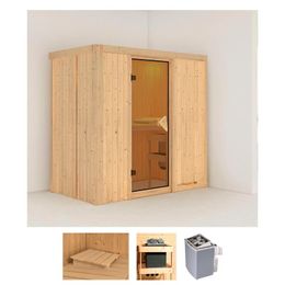 Karibu Sauna &raquo;Vada&laquo; Set, Ofen 9 kW integr. Strg beige Saunaofen, integrierte Steuerung, 9 kW