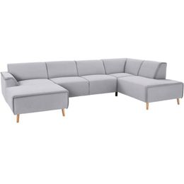 Home Affaire Wohnlandschaft &raquo;Janek Scandic Design, elegant und zeitlos U-Form&laquo; mit Federkern und Keder in scandinavischem Design grau Struktur fein ( 