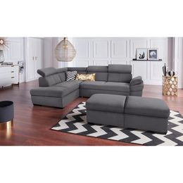 exxpo - sofa fashion Ecksofa &raquo;Salerno, klassisch modernes Funktionssofa, hoher Sitzkomfort, L-Form&laquo; inkl. Kopf- und Armteilverstellung, wahlweise mit 