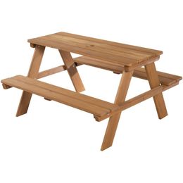 Roba Kindersitzgruppe &raquo;Picknick for 4 Outdoor Deluxe, Teakholz-Optik&laquo; mit abgerundeten Ecken braun Massivholz B/H/T: 89cm x 50cm x 84,5cm