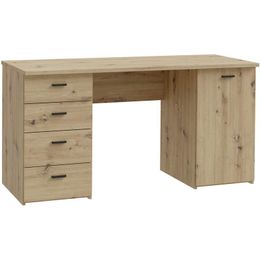 FORTE Schreibtisch &raquo;Goldsboro&laquo; mit 4 Schubladen, Soft-Close, Metallgriffe in schwarz, Breite 145 cm braun B/H/T: 145,2cm x 75,3cm x 60cm