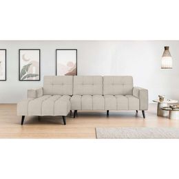 Home Affaire Ecksofa &raquo;SERINE mit Recamiere rechts/links bestellbar, Ma&szlig;e B/H/T 253/91/161 cm&laquo; L-Form mit Wellenunterfederung, 3 R&uuml;ckenkissen, ohne 
