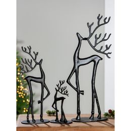 Casablanca by Gilde Tierfigur &raquo;Standrelief "Rentier"&laquo; schwarz Aluminium B/H/T: 15,5cm x 37,5cm x 8cm