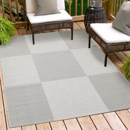 ANDIAMO Teppich &raquo;ARIZONA1&laquo; rechteckig 5 mm H&ouml;he Flachgewebe, kariertes Muster, In- und Outdoor geeignet, wetterfest silber Kunstfaser B : 200cm 1 Stk., 5mm, L