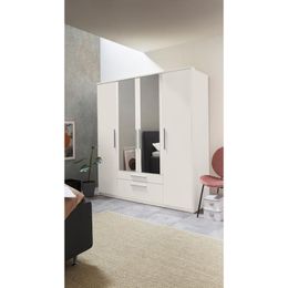 Priess Kleiderschrank in 3 Breiten wei&szlig; Holzwerkstoff B/H/T: 185cm x 195cm x 54cm, T&uuml;ren: 4 Stk.