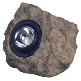 Luxform Gartenleuchte &raquo; Solar Nebraska&laquo; LED-Modul 1 Stk. Warmwei&szlig; LED-Felsenlampe, warmwei&szlig;, aus Polyresin, IP44 braun H: 15cm, 1 Stk.