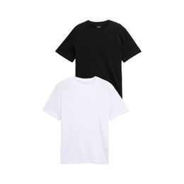 Tom Tailor Herren Tom Tailor T-Shirt Packung, 2 Stk. mit Logo Print wei&szlig; M