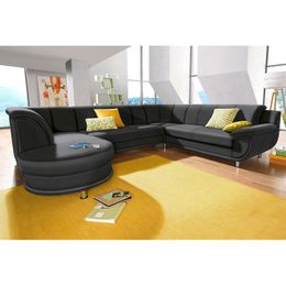 Trendmanufaktur Wohnlandschaft &raquo;Rondo, wahlweine mit Federkern, Breite 320cm, U-Form&laquo; mit Schaumstoffpolsterung, ohne Bettfunktion schwarz Softlux -