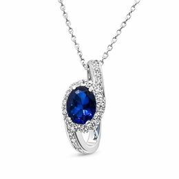 Firetti Damen Kette mit Anh&auml;nger &raquo;Schmuck Geschenk Silber 925 Halsschmuck Halskette ovale Form&laquo; mit Zirkonia (synth.) blau Silber 925 (Sterlingsilber)