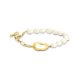Thomas Sabo Damen Thomas Sabo Perlenarmband &raquo;Natural Beauty Perlenarmband, Bold Elegance&laquo; mit S&uuml;&szlig;wasserzuchtperle gold 19, Perlen Silber 925 (recycelt