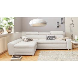 Sit & More sit&more Ecksofa &raquo;Riva L-Form&laquo; inklusive Kopteilverstellung, wahlweise mit Schlaffunktion beige Flachgewebe (100% Polyester);Luxus-Microfaser (100% 