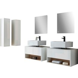 Home Affaire Badm&ouml;bel-Set &raquo;Studio Line, Bad im modernen Design, 6-teiliges Badezimmer&laquo; 6 Stk. tlg. wei&szlig; Einheitsgr&ouml;&szlig;e