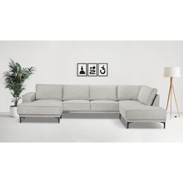 OTTO home Wohnlandschaft &raquo;OLAND Flachgewebe U-Form, XXL, B: 345 cm, Skandi-Design&laquo; U-Form, 345 cm, Wellenunterfederung, Skandi-Design, Metallf&uuml;&szlig;e 