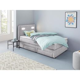 Home Affaire Boxbett &raquo;Luan&laquo; Schubk&auml;sten, LED-Beleuchtung und Topper, in Breite 120 cm und 180 cm grau Polyester Polyester Schubk&auml;sten links, 