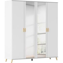 Rauch Kleiderschrank &raquo;Skandi Kinderzimmer Schlafzimmerschrank FALUN&laquo; Breite 137/182, H&ouml;he 203 cm, im modernen Skandi-Look, F&uuml;&szlig;e/Griffe Eiche massiv 