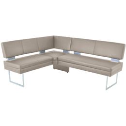 K+w Komfort & Wohnen K+W Komfort & Wohnen Eckbank langer Schenkel links oder rechts, mit dekorativen Distanzhalter grau B/H/T: 158cm x 89cm x 199cm, Leder Longlife BRONCO,