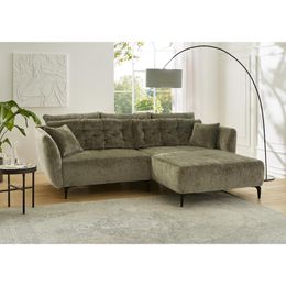 Jockenh&ouml;fer Ecksofa &raquo;Salo L-Form, B: 251 cm&laquo; im Retrolook mit Wellenfederung, mit Zierkissen gr&uuml;n Korpus: 100% Polyester;Kissen: 100% Polyacryl B/H/T: 251cm x 