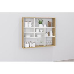 FMD Wandregal &raquo;Mika&laquo; Regal mit vielen Ablagefl&auml;chen, 90 cm breit, 78,2 cm hoch wei&szlig; Holzwerkstoff B/H/T: 90cm x 78,5cm x 16cm, 9 Stk. offene F&auml;cher