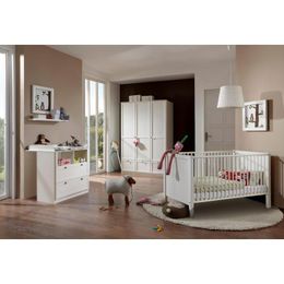 wimex Babyzimmer-Komplettset &raquo;Helsingborg&laquo; Set, 3 Stk. tlg. Bett + Wickelkommode + 3 trg. Schrank wei&szlig; Holzwerkstoff B/H: 70cm x 140cm