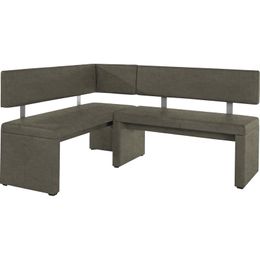 OTTO home Eckbank &raquo;Charissa&laquo; in 3 Gr&ouml;&szlig;en, verschiedene Qualit&auml;ten gr&uuml;n Holzwerkstoff, Massivholz B/H/T: 170cm x 90cm x 140cm, Microfaser, langer 