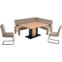 K+w Komfort & Wohnen K+W Komfort & Wohnen Eckbankgruppe &raquo;Floyd&laquo; Set, 5 Stk. tlg. Stauraum-Eckbank, wahlweise rechts oder links langer Schenkel 203cm beige B/H/T: 163cm x 