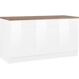 KOCHSTATION Unterschrank &raquo;KS-Virginia,neu in verbesserter Ausf&uuml;hrung&laquo; Stauraum, Softclose, Breite 150 cm, 3 T&uuml;ren, Soft-Close-Funktion wei&szlig; 
