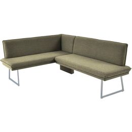 K+w Komfort & Wohnen K+W Komfort & Wohnen Eckbank mit Sattlernaht und schmaler Kufe, langer Schenkel rechts oder links gr&uuml;n B/H/T: 86cm x 60cm, Flachgewebe Q2 2250, langer
