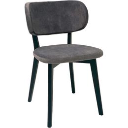 massivline&more 4-Fu&szlig;stuhl &raquo;Luxy Stuhl, Esszimmerstuhl, K&uuml;chenstuhl&laquo; () 2 Stk.Buche schwarz grau Polyester B/H/T: 52cm x 83cm x 59,5cm, 2 Stk., 