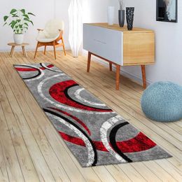 Paco Home Teppich &raquo;Brillance 758&laquo; rechteckig 14 mm H&ouml;he Kurzflor, modernes geometrisches Design, auch als L&auml;ufer rot Kunstfaser B : 80cm 1 Stk., 14mm, L: 300cm