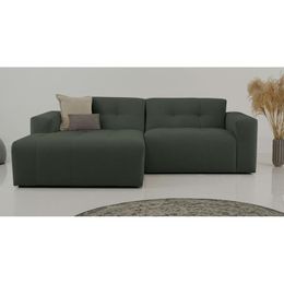 OTTO home Ecksofa &raquo;Tapley&laquo; Breite 221 cm,Boucle, Struktur fein, mit Knopfsteppung, bodentief gr&uuml;n 100% polyester B/H/T: 221cm x 73cm x 154cm, Struktur