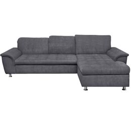 DOMO collection Ecksofa &raquo;FRANZI 278x162 cm, L-Form, bequem, belastbar bis 140 kg/Sitz&laquo; Chenille, dunkelgrau grau Flachgewebe (100% Polyester);Chenille