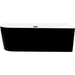 Sanotechnik Badewanne &raquo;Jamaica&laquo; H&ouml;he 58 cm mit Ablaufst&ouml;psel verstellbare F&uuml;&szlig;e &Uuml;berlauf 170x75x58cm schwarz gl&auml;nzend, Acryl Badewanne rechts schwarz Acryl Wanne 