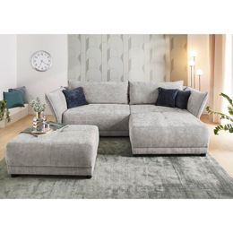Jockenh&ouml;fer Ecksofa &raquo;Loggia L-Form, B: 272 cm&laquo; mit flexiblem Armlehnen grau Korpus: 100% Polyester;Kissen: 100% Polyester B/H/T: 272cm x 111cm, Chenille, Ottomane