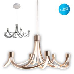 N&auml;ve n&auml;ve LED Pendelleuchte &raquo;Festos&laquo; LED-Modul 1 Stk. Kronleuchter, stufenweise dimmbar, satiniertes Metall, H: 150cm grau 1, &Oslash; 55cm H: 150cm, 1 Stk.