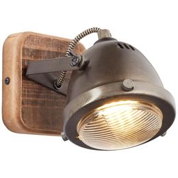 Brilliant Wandstrahler &raquo;Carmen Wood&laquo; GU10 1 Stk. Wandspot burned steel/holz braun 1, H: 12,5cm, 1 Stk.