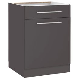 Wiho-K&uuml;chen wiho K&uuml;chen Unterschrank &raquo;Flexi2, Breite 60 cm, Soft-Close bei der T&uuml;r&laquo; mit Schubkasten, inkl. verstellbaren Einlegeboden grau B/H/T: 60cm x 82cm x 