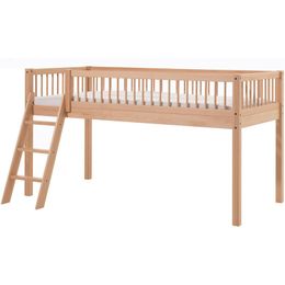 Vipack Spielbett &raquo;Forrest, Absturzschutz mit Sprossen-Optik, Pfostenst&auml;rken ca. 50x50mm&laquo; Buche natur lackiert, stabil und hochwertig gebaut, inkl. Lattenrost