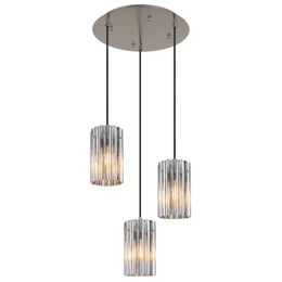 Globo LIGHTING H&auml;ngeleuchte &raquo;CAYDEN&laquo; E27 1 Stk. H&auml;ngeleuchte f&uuml;r Esszimmer Nickel & Glas silber 3, &Oslash; 38,5cm H: 120cm, 1 Stk.