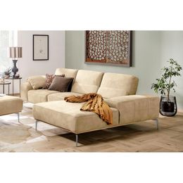 W.Schillig Ecksofa &raquo;run, Designsofa, bequem, L-Form&laquo; mit elegantem Holzsockel, F&uuml;&szlig;e in Chrom gl&auml;nzend, Breite 299 cm beige Longlife Xtra-Leder Z73: 