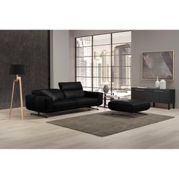 Egoitaliano 2,5-Sitzer &raquo;Gloria, super bequem und hochwertige Verarbeitung, edles Design&laquo; beidseitig verstellbare R&uuml;ckenelemente, mit Metallf&uuml;&szlig;en schwarz Leder &raquo;
