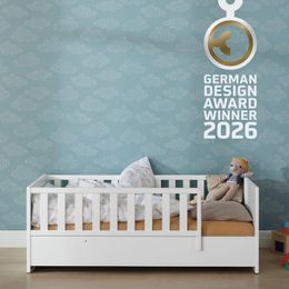 Paidi Babybett &raquo;LITTLE SNU 70x140cm in Beige oder Wei&szlig;, umbaubares Bodenbett&laquo; Kinderbett mit Rausfallschutz aus Massivholz, langlebiges Gitterbett 