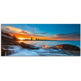 Artland Glasbild &raquo;Sonnenuntergangszeit am Hua-Hin Strand&laquo; Gew&auml;sser 1 Stk. tlg. in verschiedenen Gr&ouml;&szlig;en blau B/H/T: 125cm x 50cm, Glasbild Gew&auml;sser, 1 Stk.